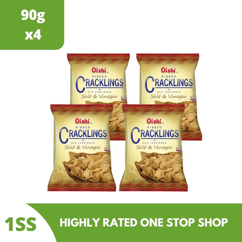 Oishi Ribbed Cracklings In Old Fashioned Salt & Vinegar, 90g Set of 4 ...