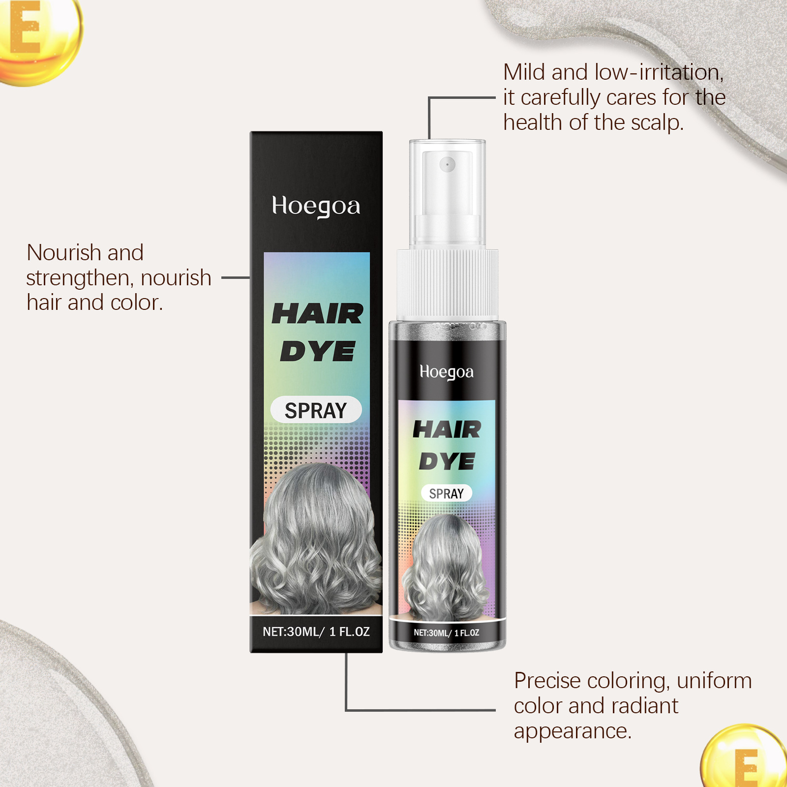 Hoegoa Gray Hair Dye Spray Temporary Molding Grandma Grey Punk Styling ...