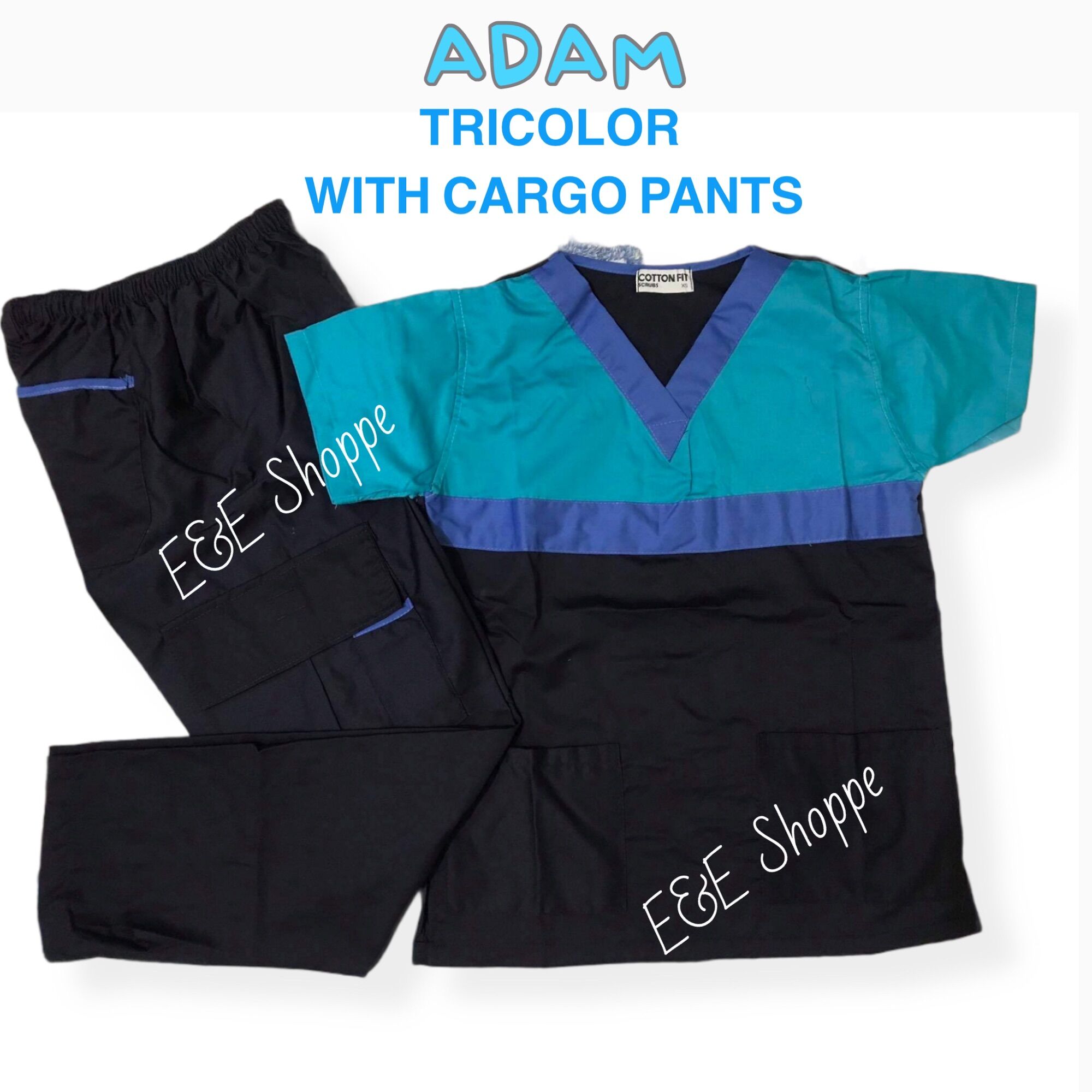 SCRUB SUIT Set - UNISEX ( ADAM - Tricolor/Overlap with CARGO pants ...