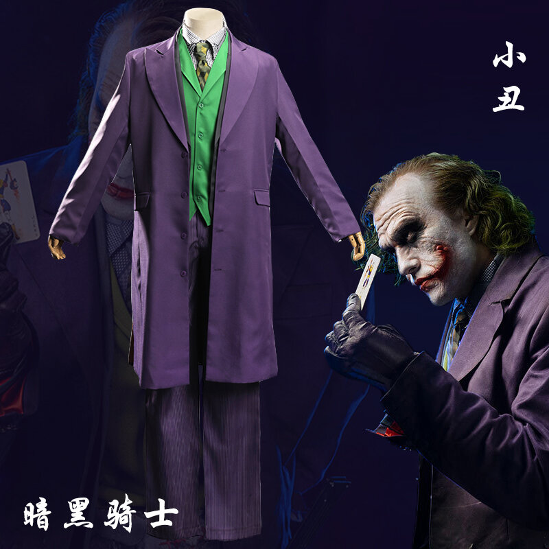 Clown Cos Clothes Batman The Dark Knight Heath Ledger Joker Halloween ...