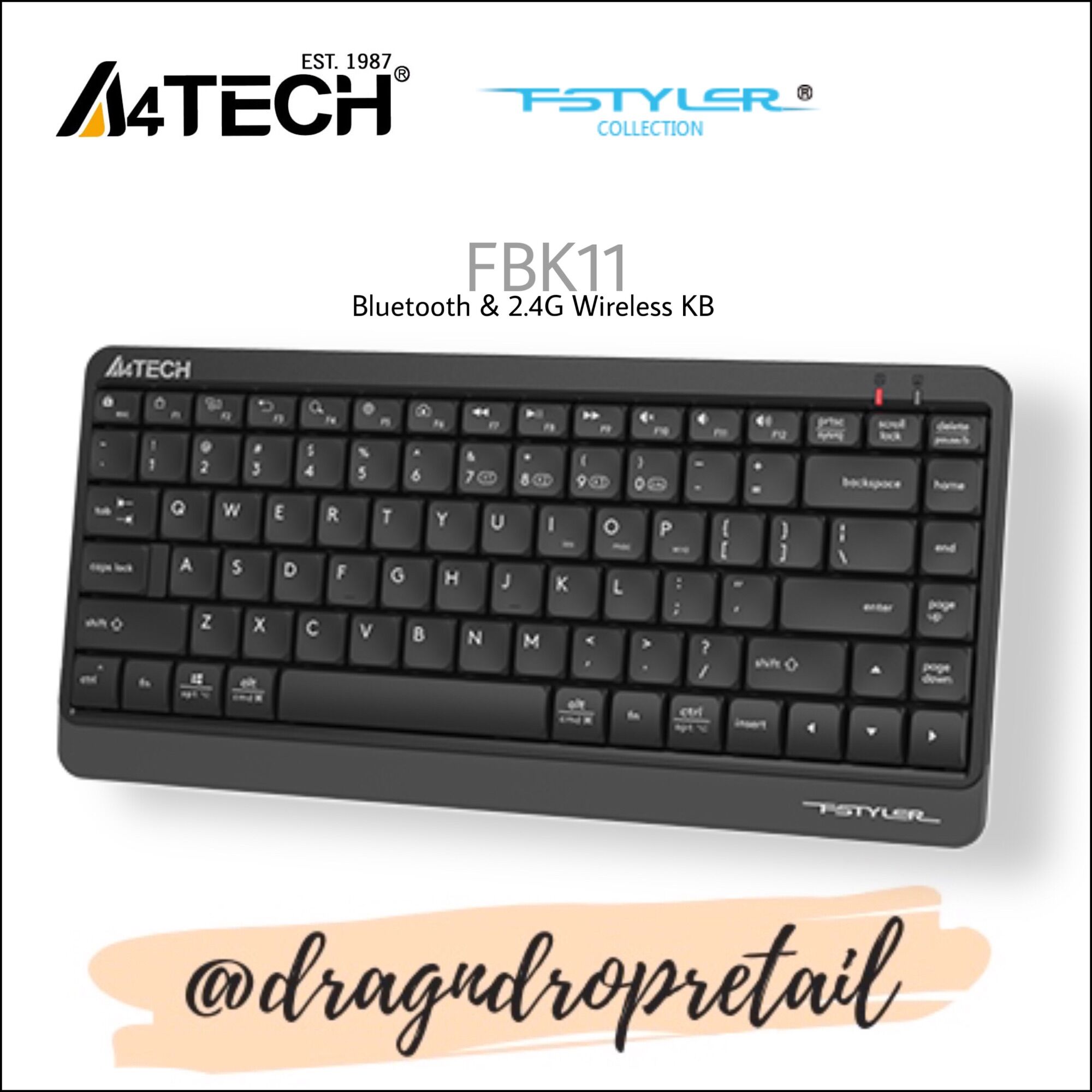 A4TECH FSTYLER FBK11 Bluetooth & 2.4GHz Wireless Compact Mini Keyboard ...