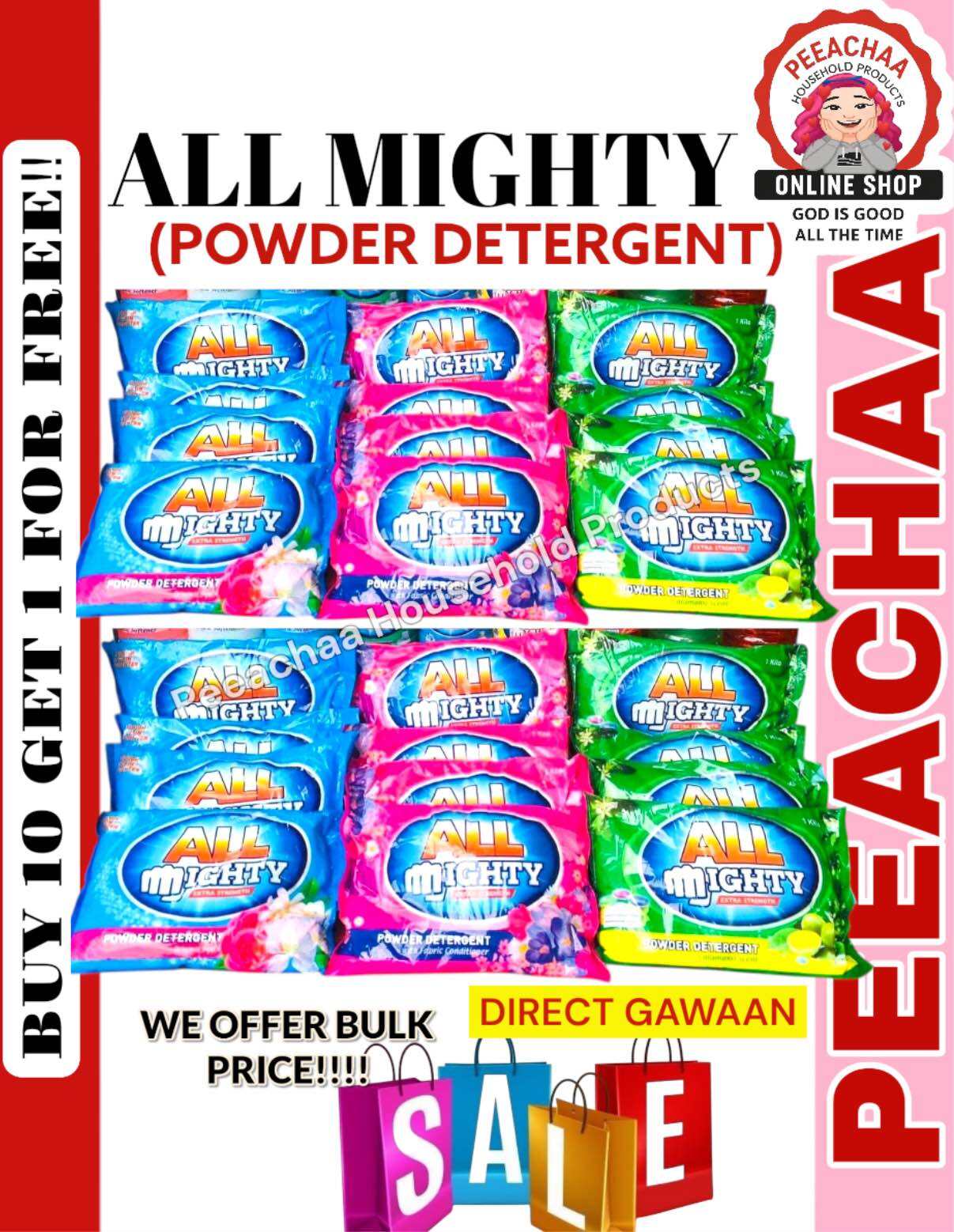 Original All Mighty detergent powder 1Kilo / 500g | Lazada PH