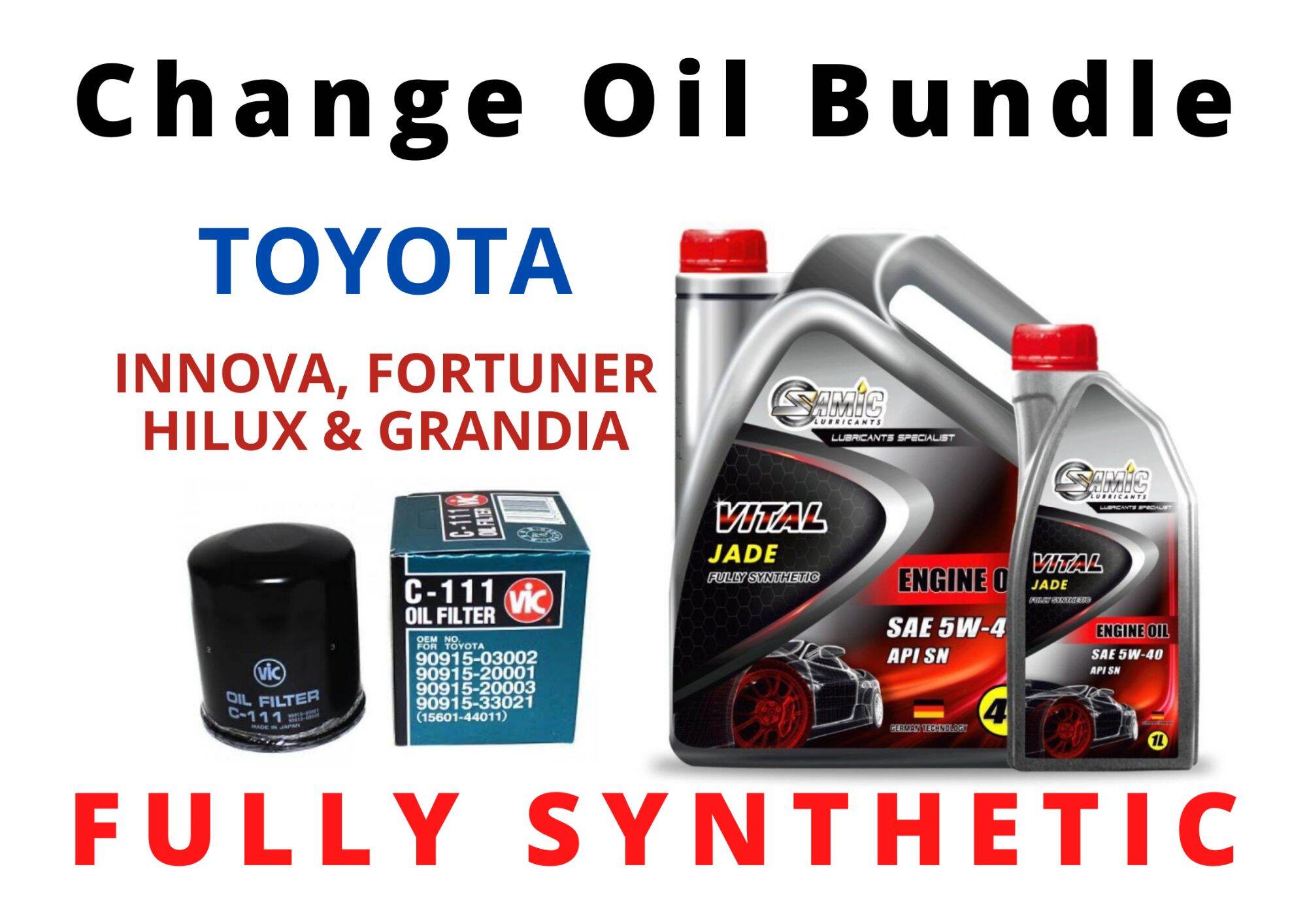 Change Oil Package Fully Synthetic Toyota Innova, Fortuner, Hi Lux ...
