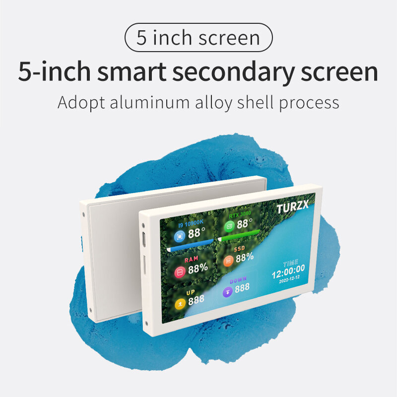 TURZX 5 Inch USB Type-C Secondary Screen 800*480 IPS LCD Computer CPU ...