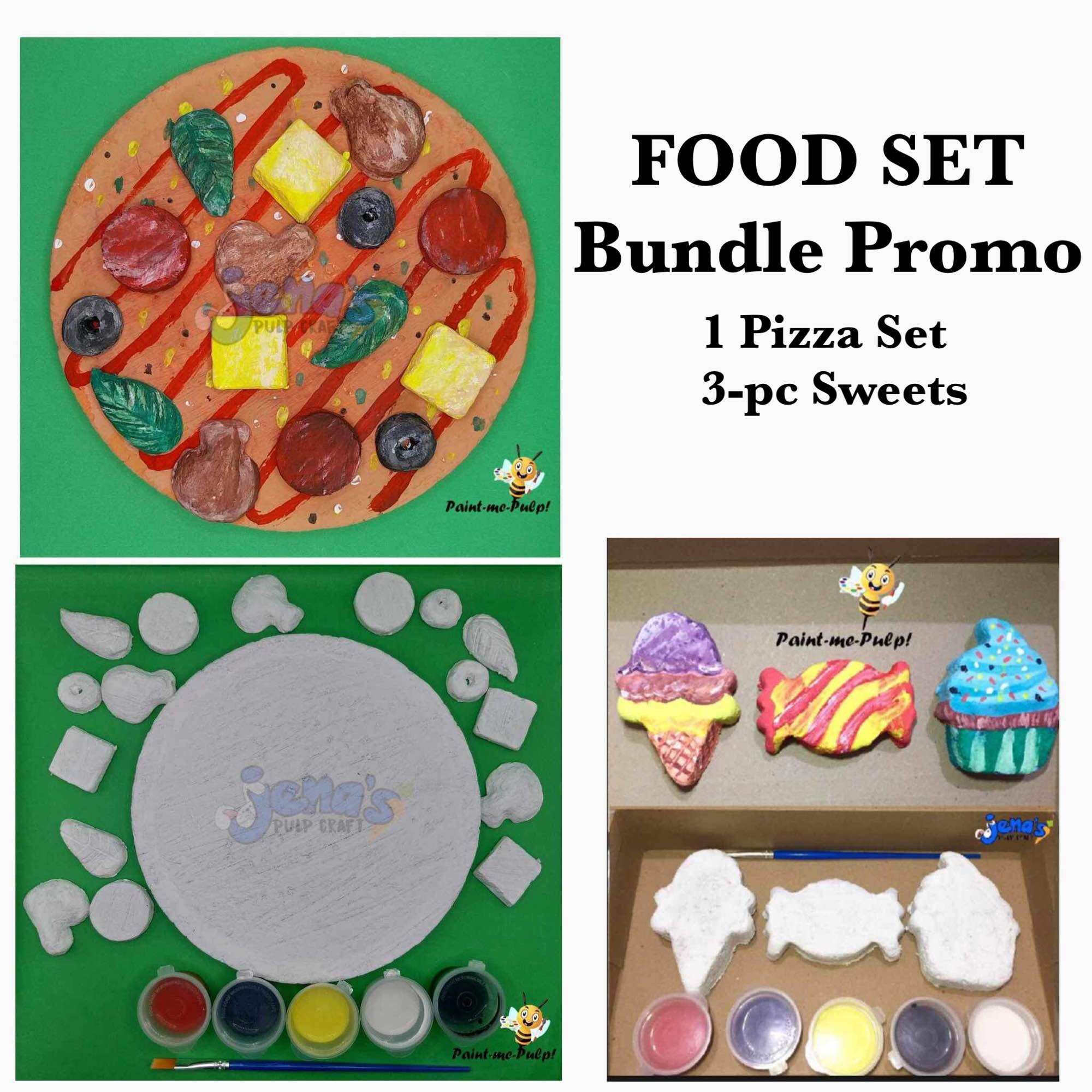 FOOD SET Bundle painting kit set | pizza set | 3-pc sweets | paper pulp ...