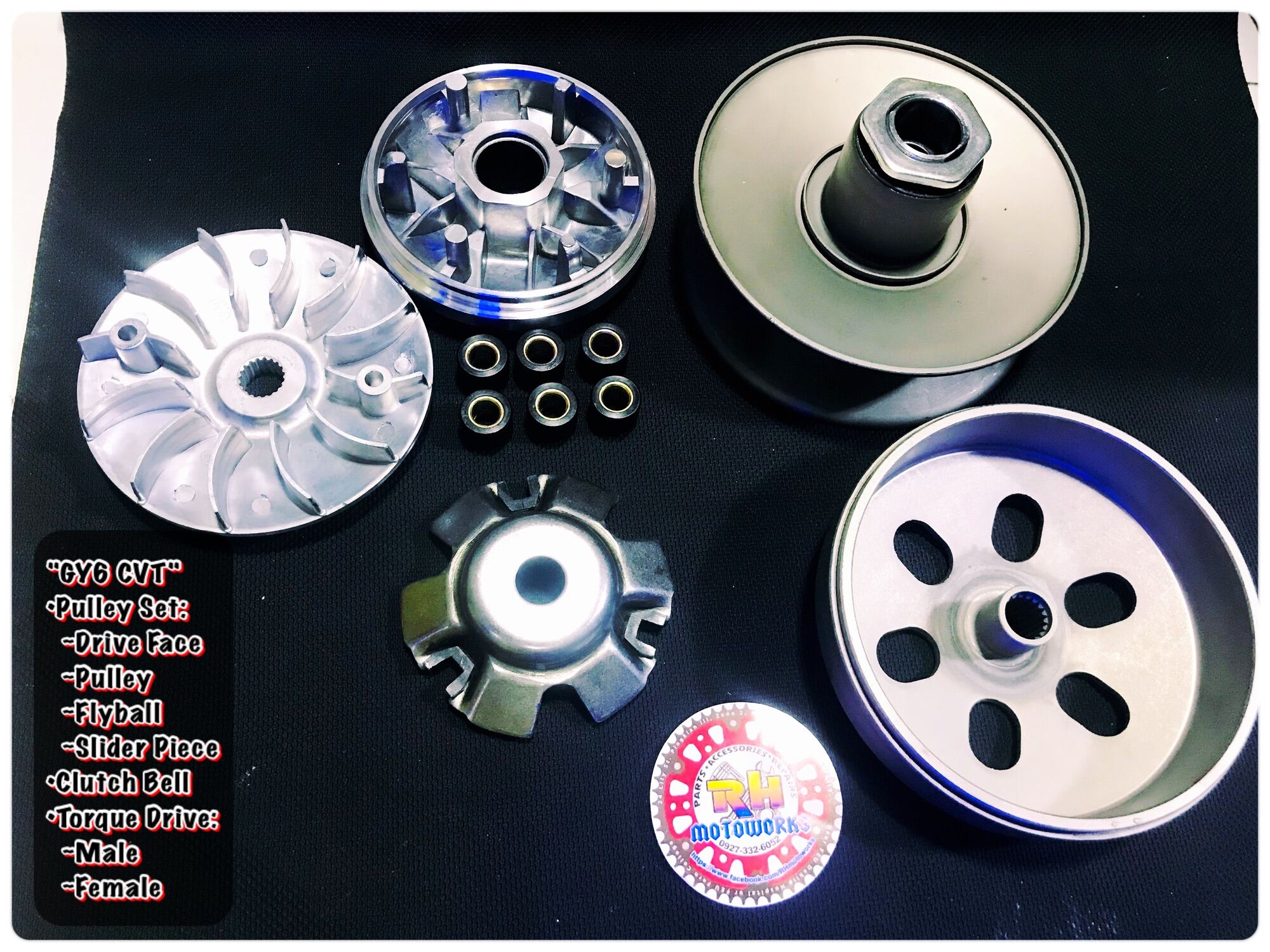 GY6 CVT Set (Pulley Set/ Clutch Bell/ Torque Drive Male & Female ...
