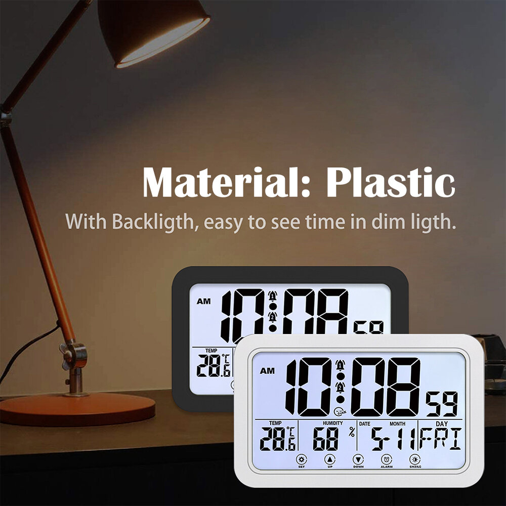 Large Display Digital Wall Clock with Temperature Humidity and Date ...
