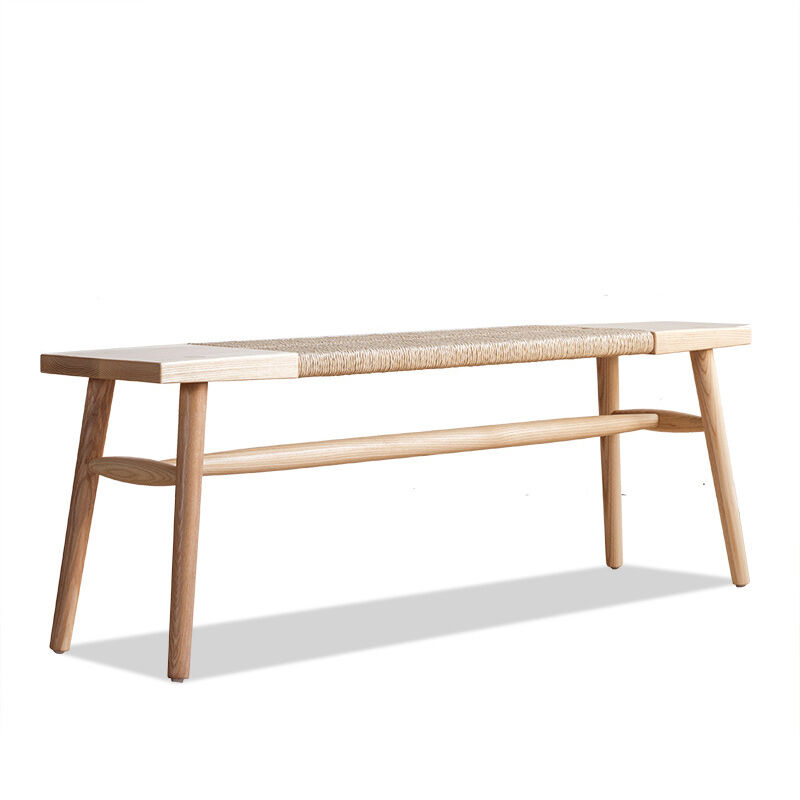 Solid Wood Bench Long Stool Nordic Rattan Shoe Changing Stool Home Bed ...