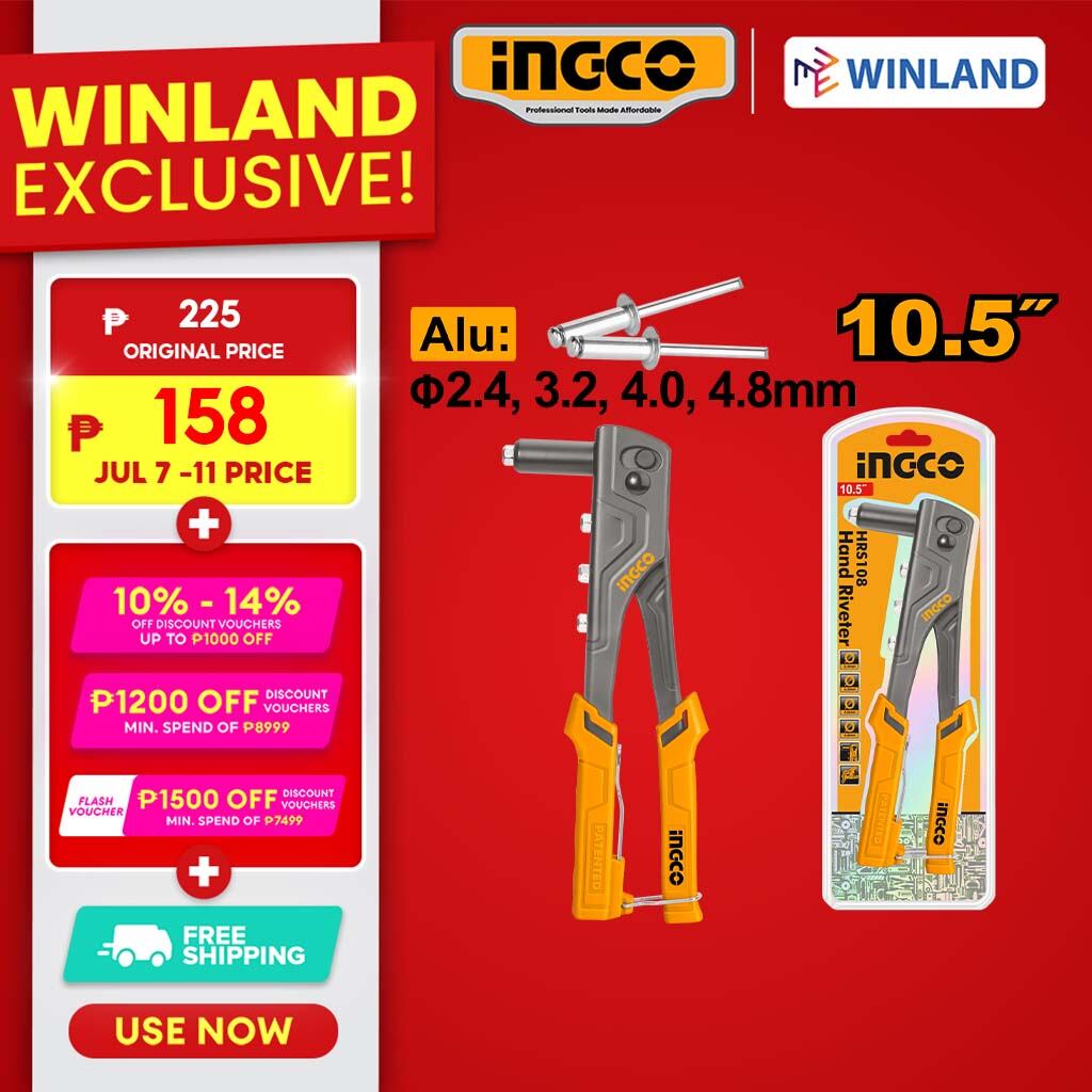 Ingco by Winland Heavy Duty Hand Riveter 270mm Rivet Gun (10.5") HRS108 ...