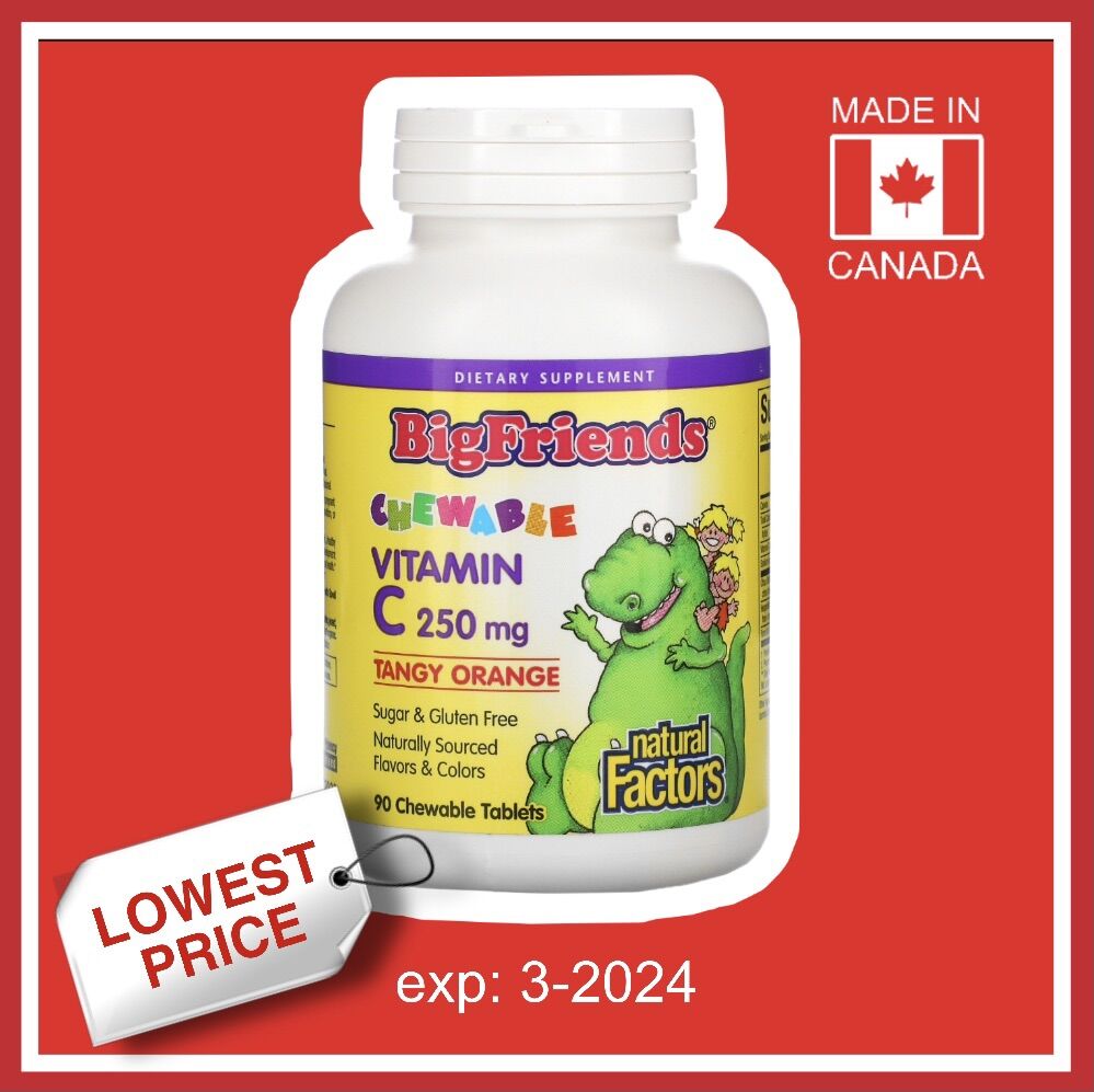 Kids Chewable Vitamin C - 250mg (90 chew/tabs) NATURAL FACTOR Big ...