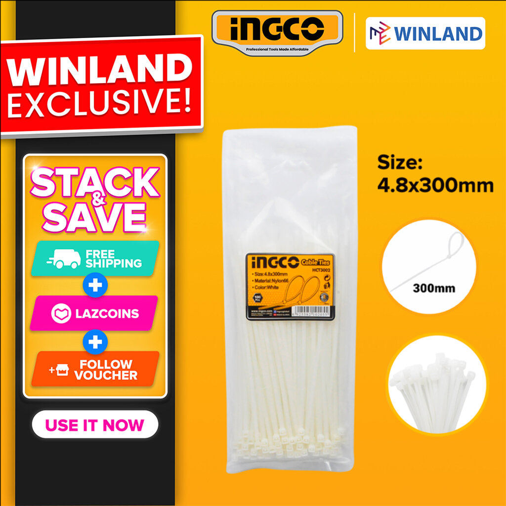 Ingco by Winland 100pcs Multipurpose Nylon Cable Ties Self Locking Zip ...