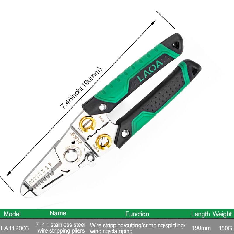 LAOA 7 in 1 Wire Stripping Pliers Multifunction Electrician Cable ...