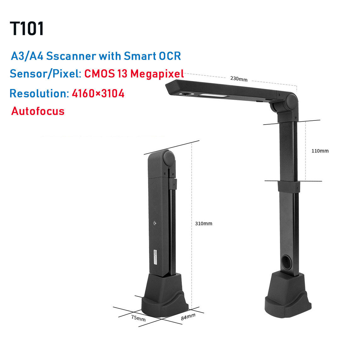 NETUM Book Scanner T101 Autofocus Document Scanner Max A4 A3 Size with ...