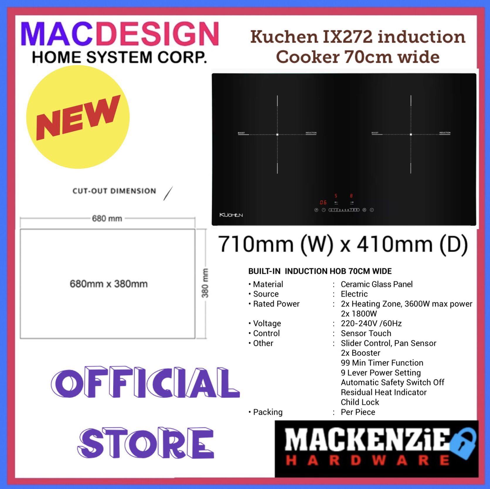 KUCHEN IX272 Induction Cooktop 2 Zone 70cm Black stove | Lazada PH