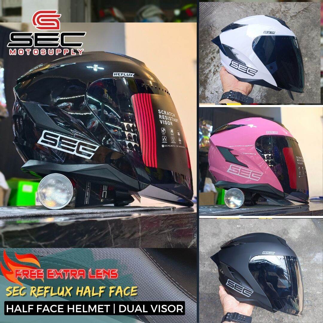 SEC HALF FACE HELMET REFLUX DUAL VISOR | Lazada PH