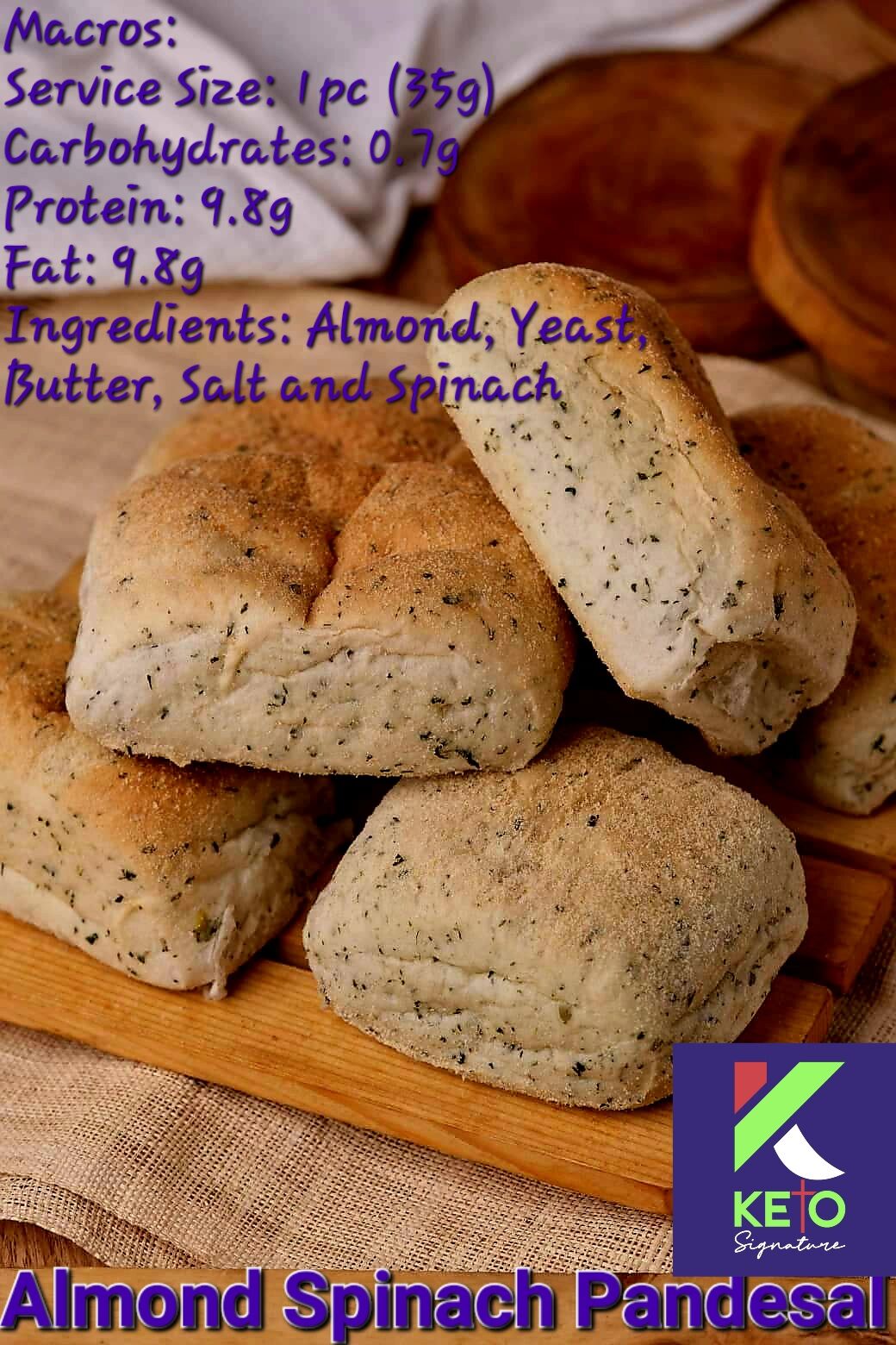 Keto Almond Spinach Pandesal 6pcs/pack (NOT for VISAYAS and MINDANAO ...