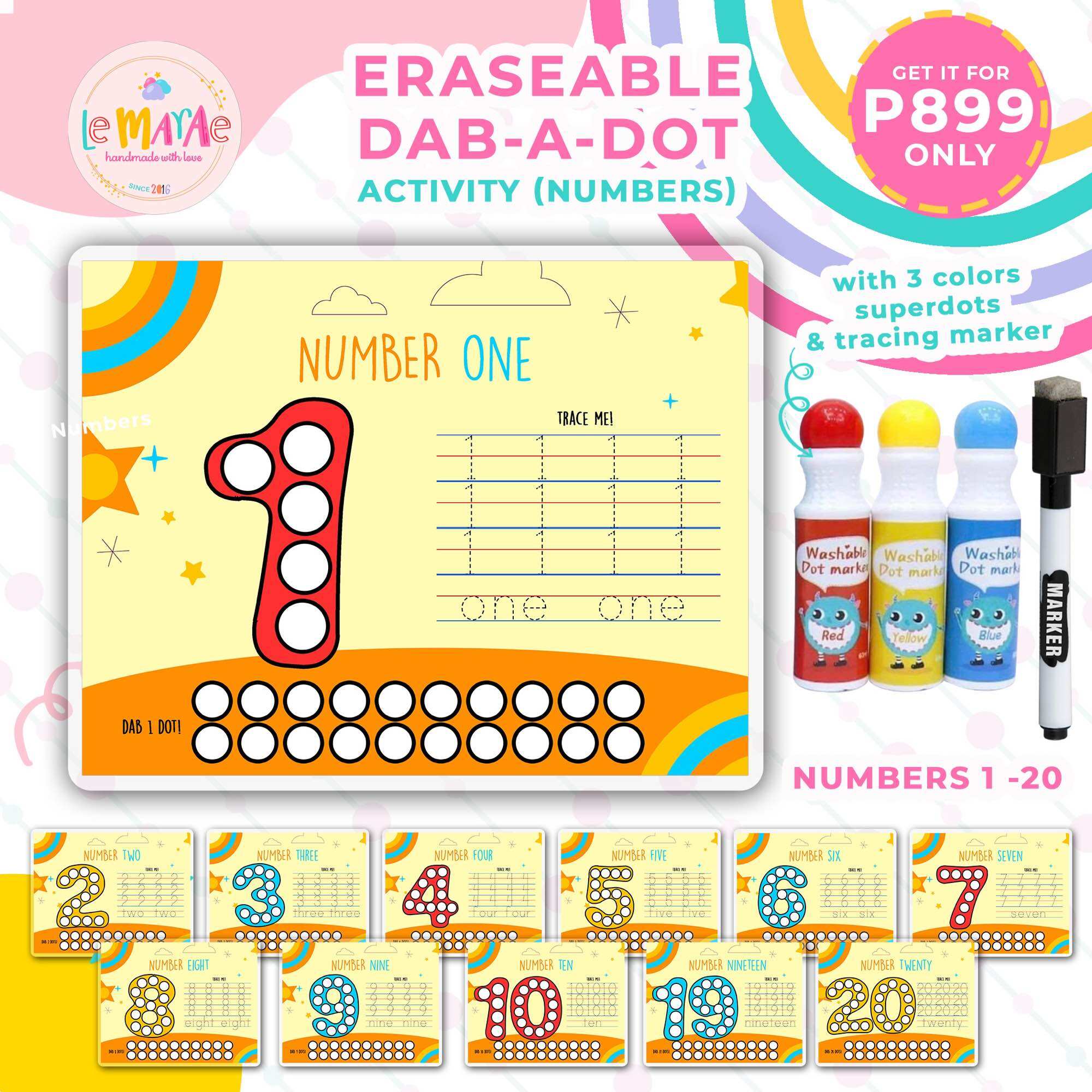 Dab-a-Dot Worksheets Eraseable Tracing Laminated Activities for Kids ...