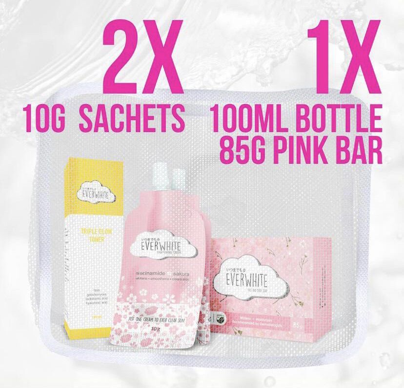 Everwhite kit (Triple Glow Toner, 2 sachets of cream, sakura soap ...
