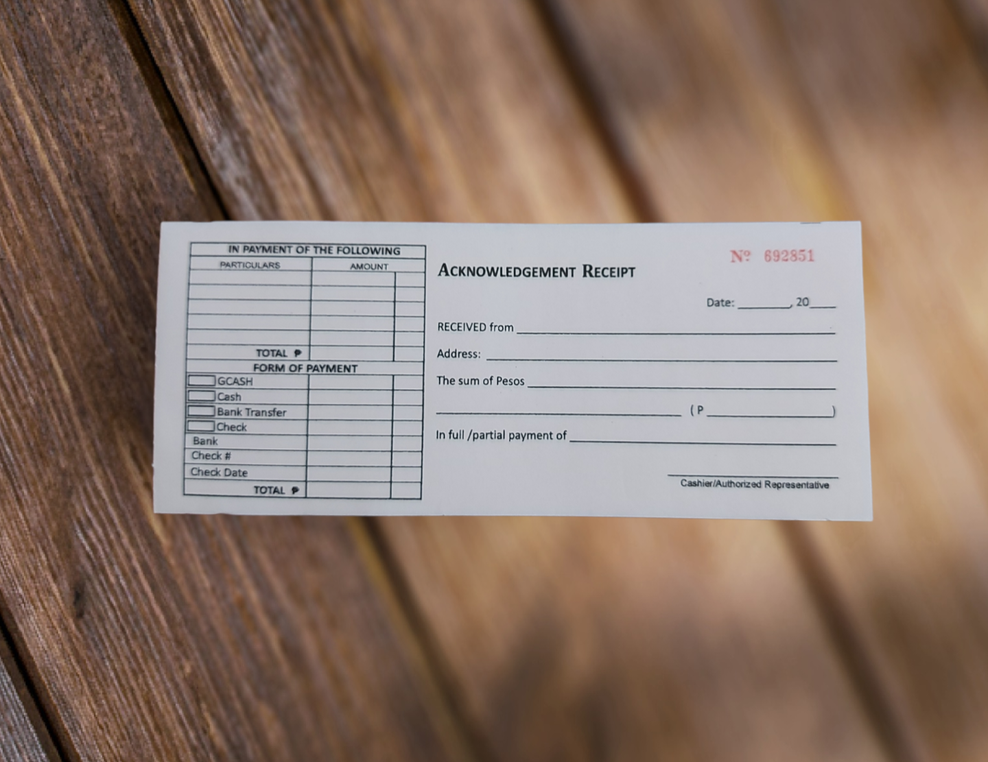 ACKNOWLEDGEMENT RECEIPT 2PLY-CARBONLESS-NO NEED CARBON PAPER WITH ...