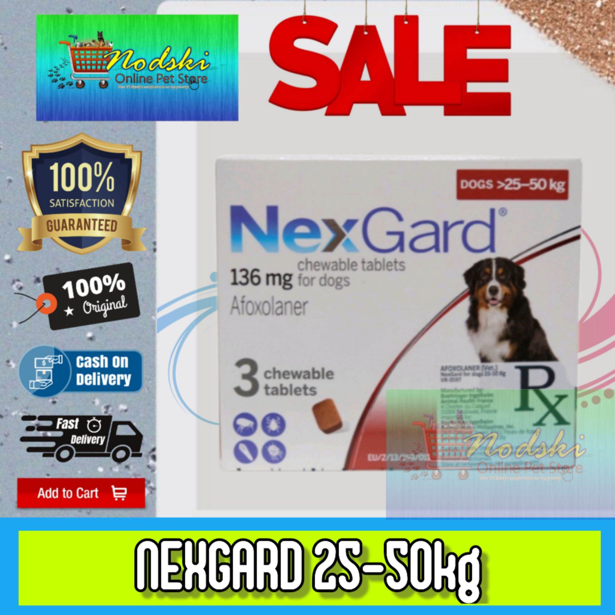 [NOPS] (Box of 3) Nexgard (25-50kg) Anti Tick and Flea Chewable Tablets For Dogs | Lazada PH