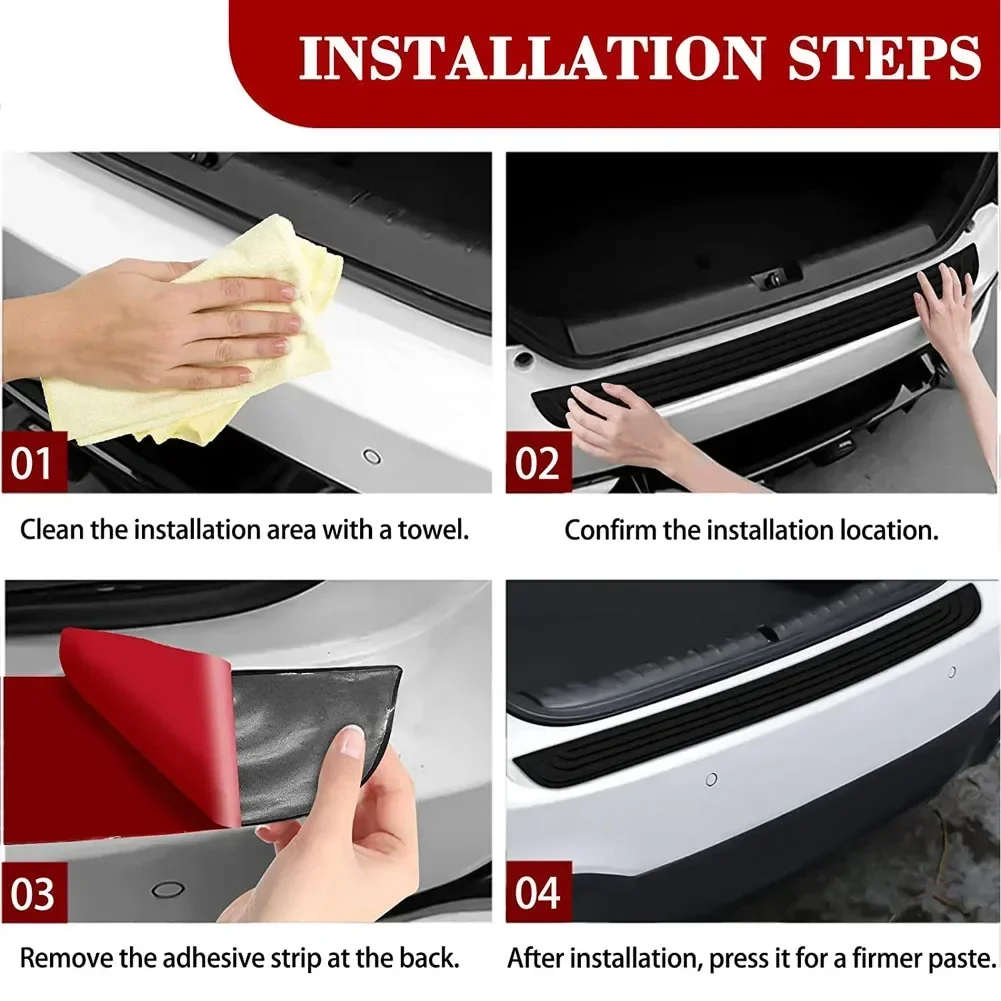 Anti-scratch Car Trunk Door Sill Plate Protector Universal Rear Bumper ...