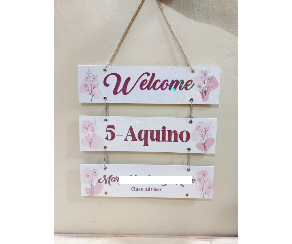 A&J Personalized Door Sign Hanging 3 Panel Sintra Board Signage for ...