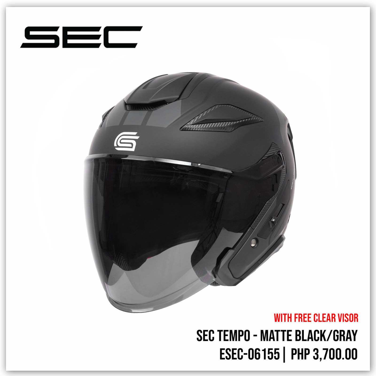 sec half face dual visor helmet tempo with FREE CLEAR VISOR | Lazada PH