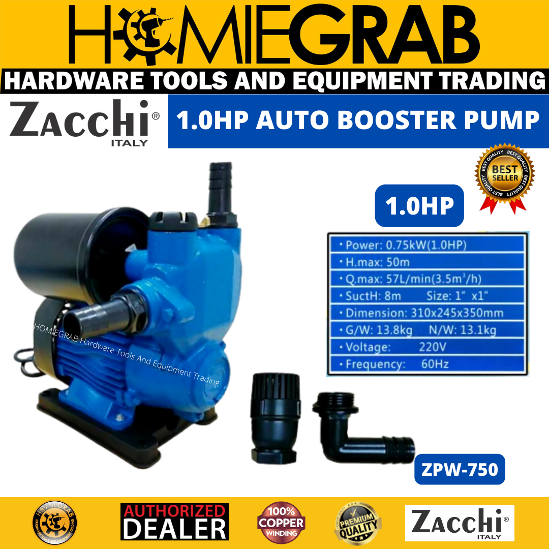 ZACCHI ITALY 1.0HP AUTO BOOSTER PUMP - Heavy Duty‼️ZPW-750‼️ | Lazada PH