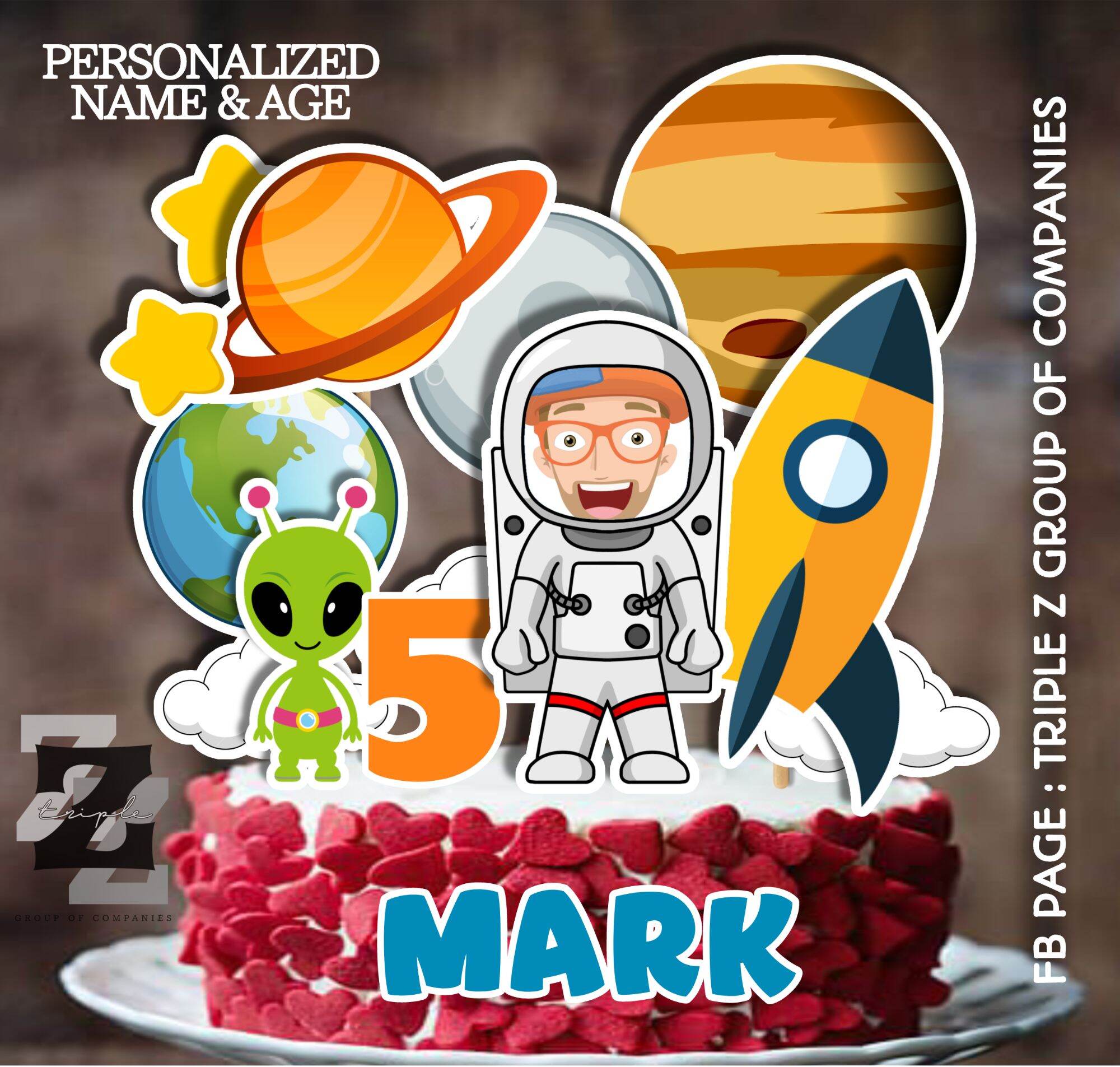Blippi Space Astronaut Theme cake topper decoration PERSONALIZED ...