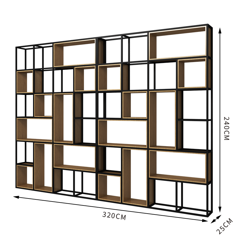Nordic Iron Partition Shelf Office Screen Loft Shelf Solid Wood ...