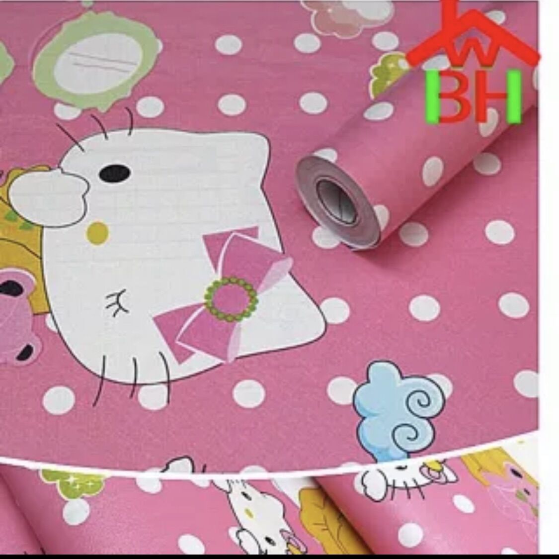HELLO KITTY WITH DOTS WALLPAPER STICKER DESIGN 10METERS*45CM | Lazada PH