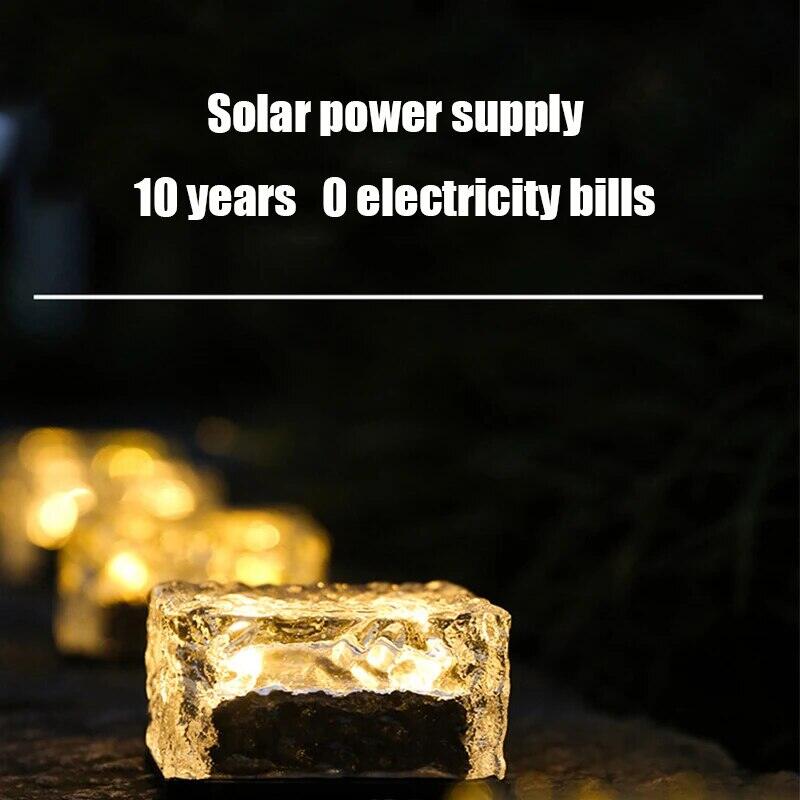 Solar Glass Brick Light Solar Ice Cube LED Light Crystal Brick Stone ...
