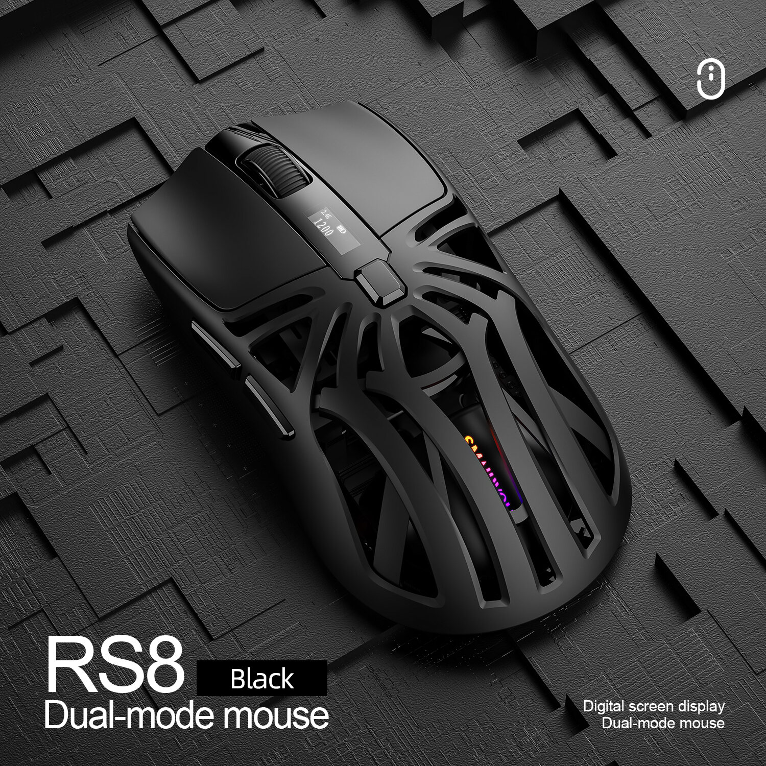 SMAILWOLF RS8 1000Hz Bluetooth mouse, 10000dpi, three-mode connection, lightweight macro gaming ...