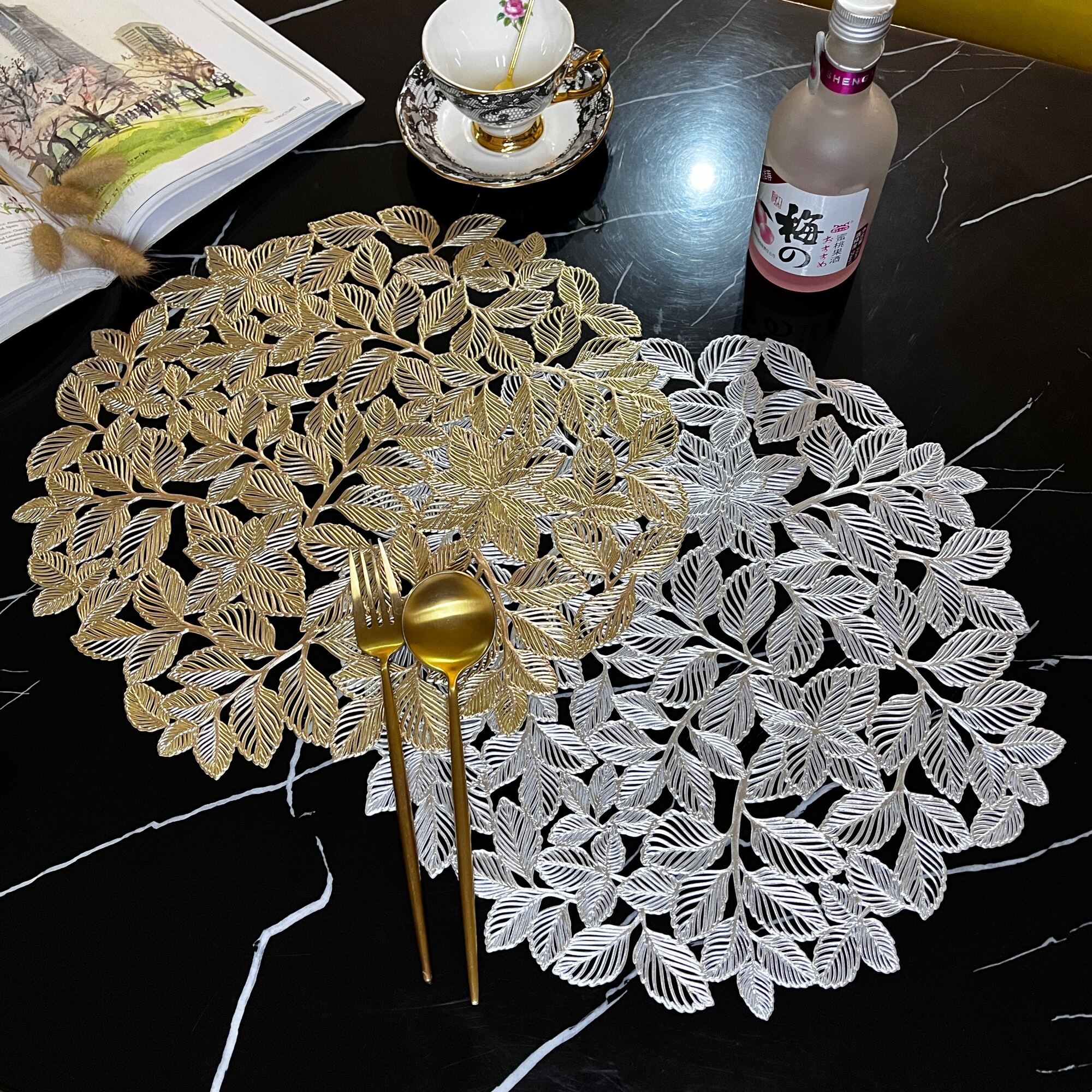 Vase mat, sunflower /leaf light luxury style, bilog na pvc placemat ...