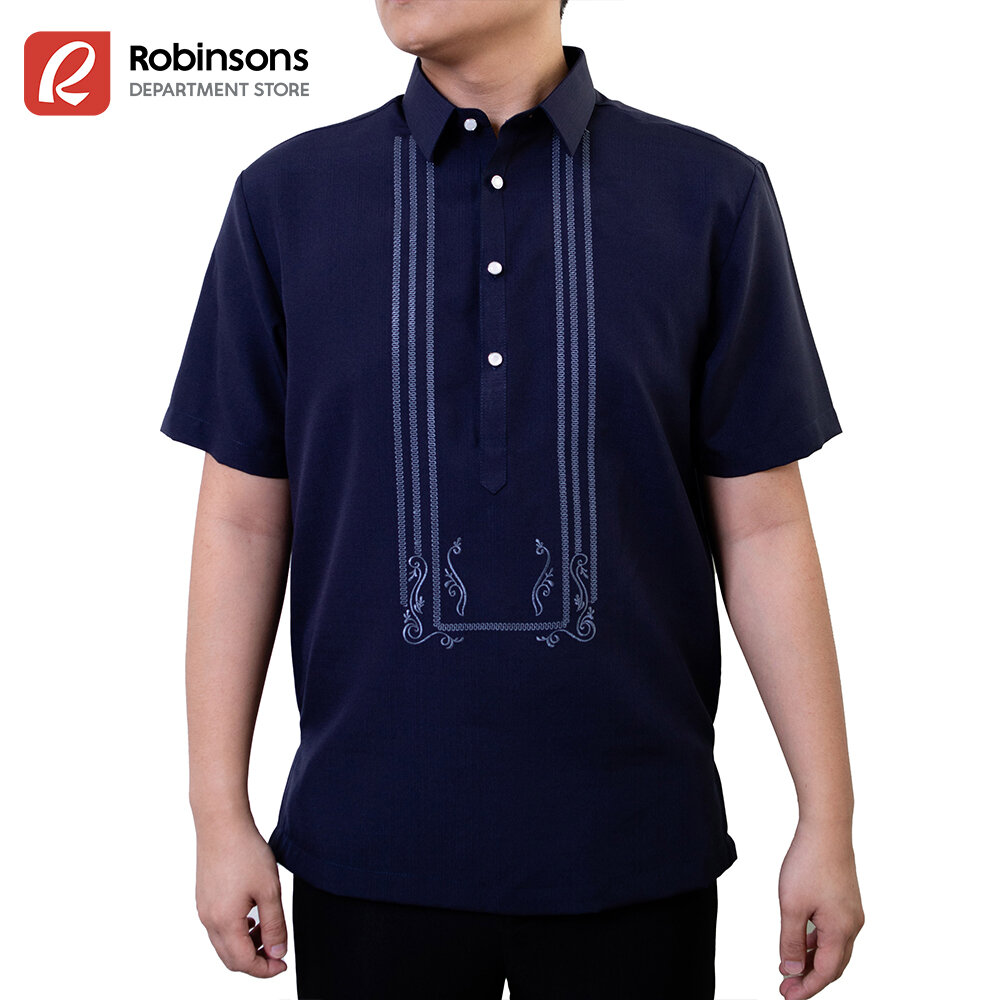 Executive Men's Embroidered Shortsleeves Office Barong (Navy Blue) | Lazada