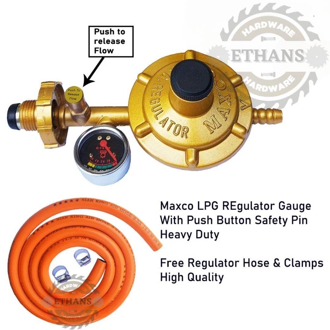 Maxco LPG Regulator with Gauge 858H, Push Button and Anti Explosion ... Maxco LPG Regulator with Gauge 858H, Push Button and Anti Explosion ...