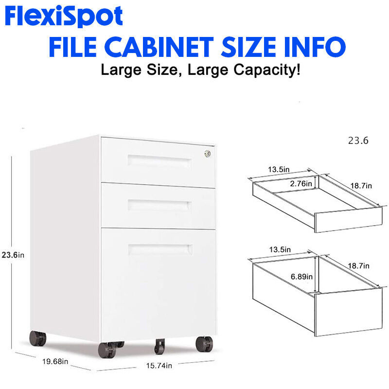 FlexiSpot Filing Cabinet Drawers - Mobile Pedestal with Lock - Steel ...