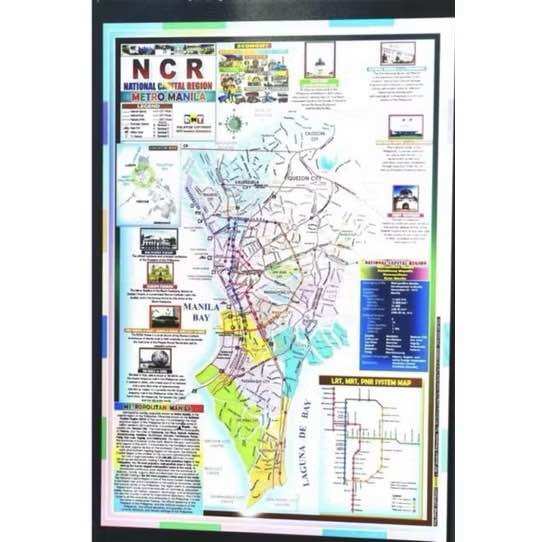NCR map - Metro Manila Map with Plastic MEDIUM (sold per peice) | Lazada PH