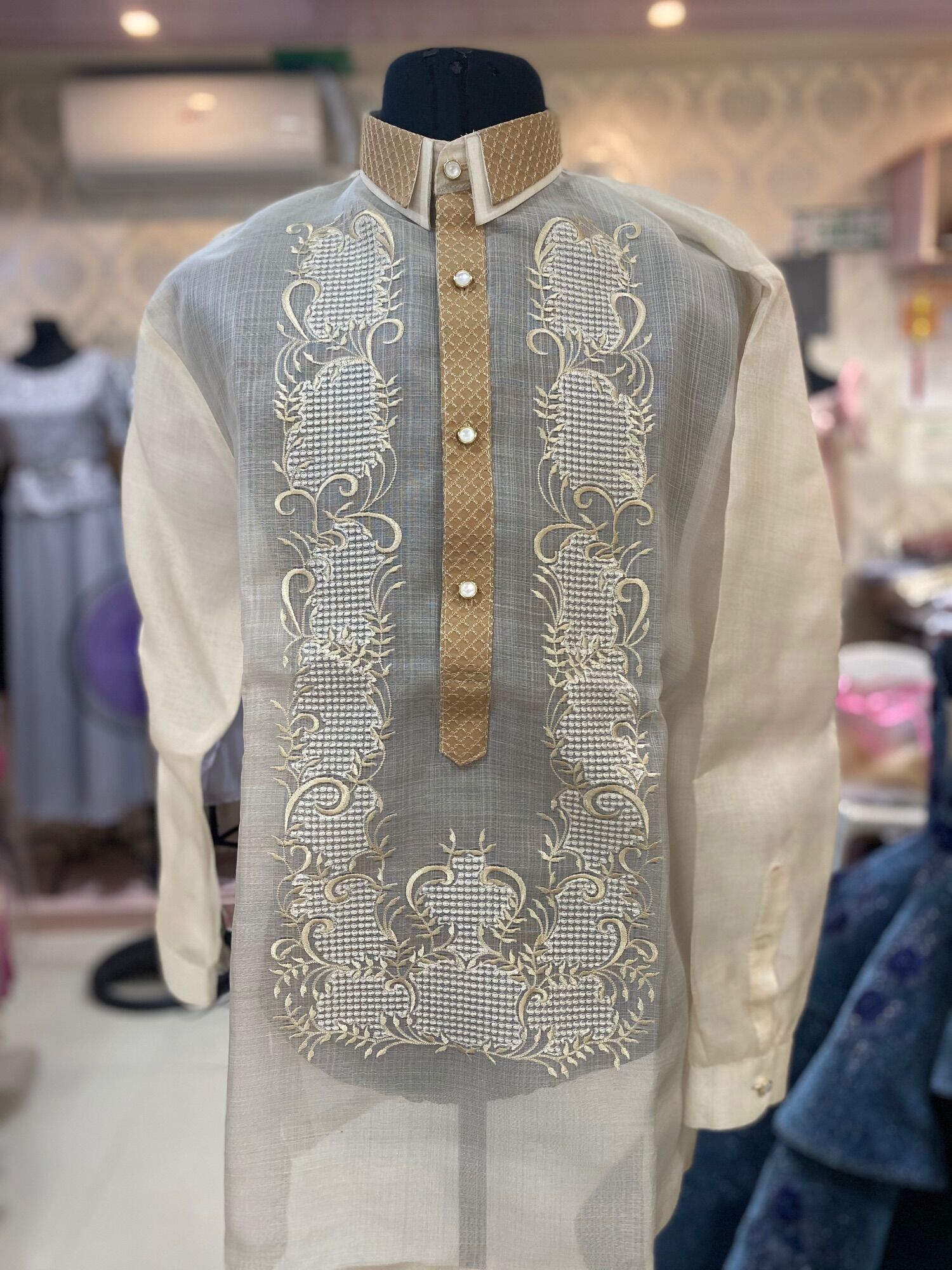 Pinya Cocoon Barong Tagalog Double Collar | Lazada PH