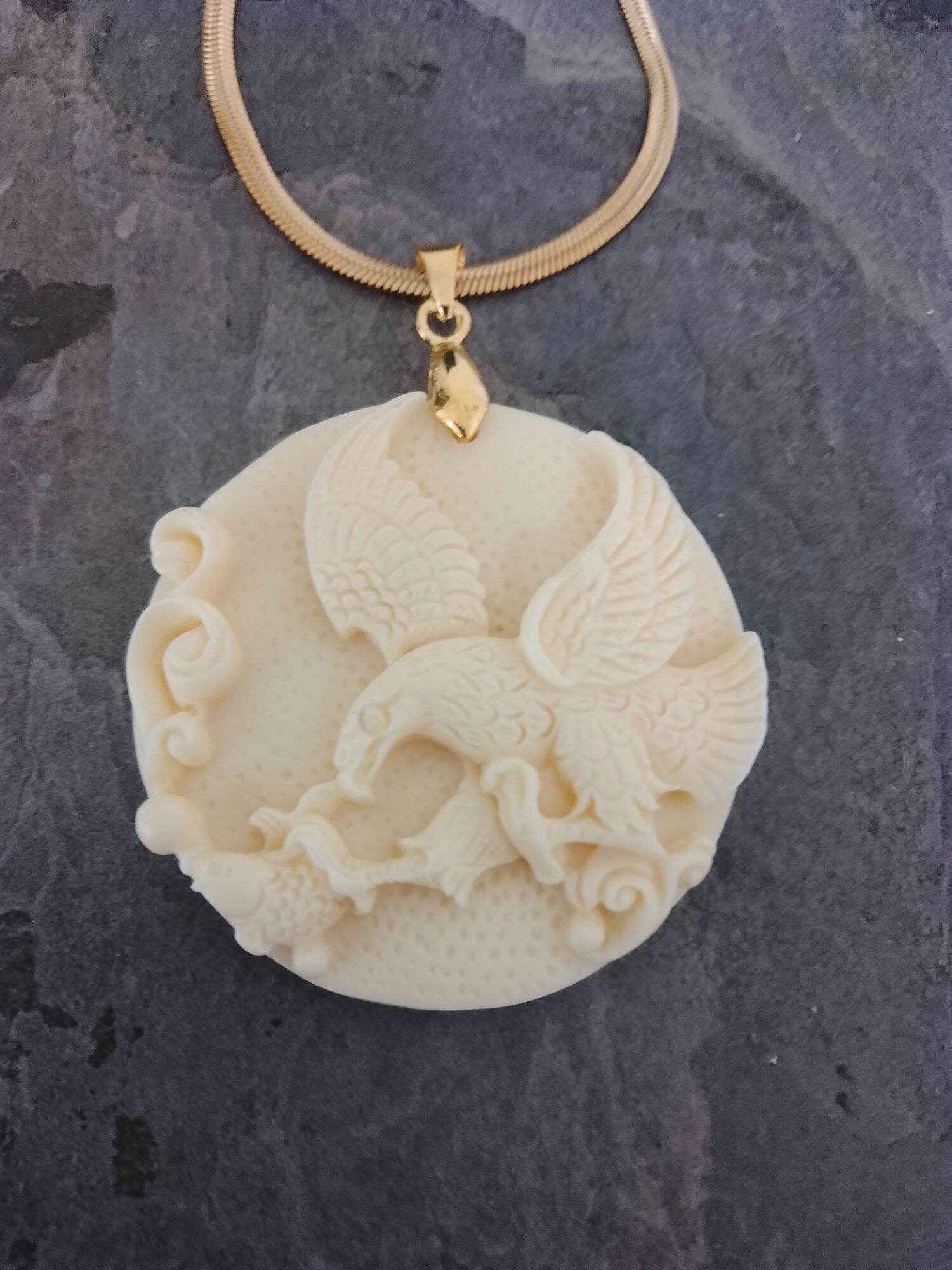 Hand Carved Eagle Tagua Pendant Coconut Cameo Amulet Necklace | Lazada PH