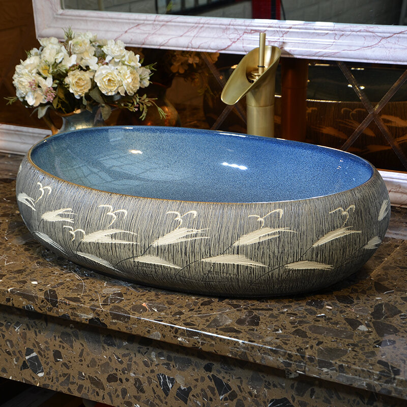 European-Style Ceramic Large Wash Basin Bathroom Artistic Wash Basin ...