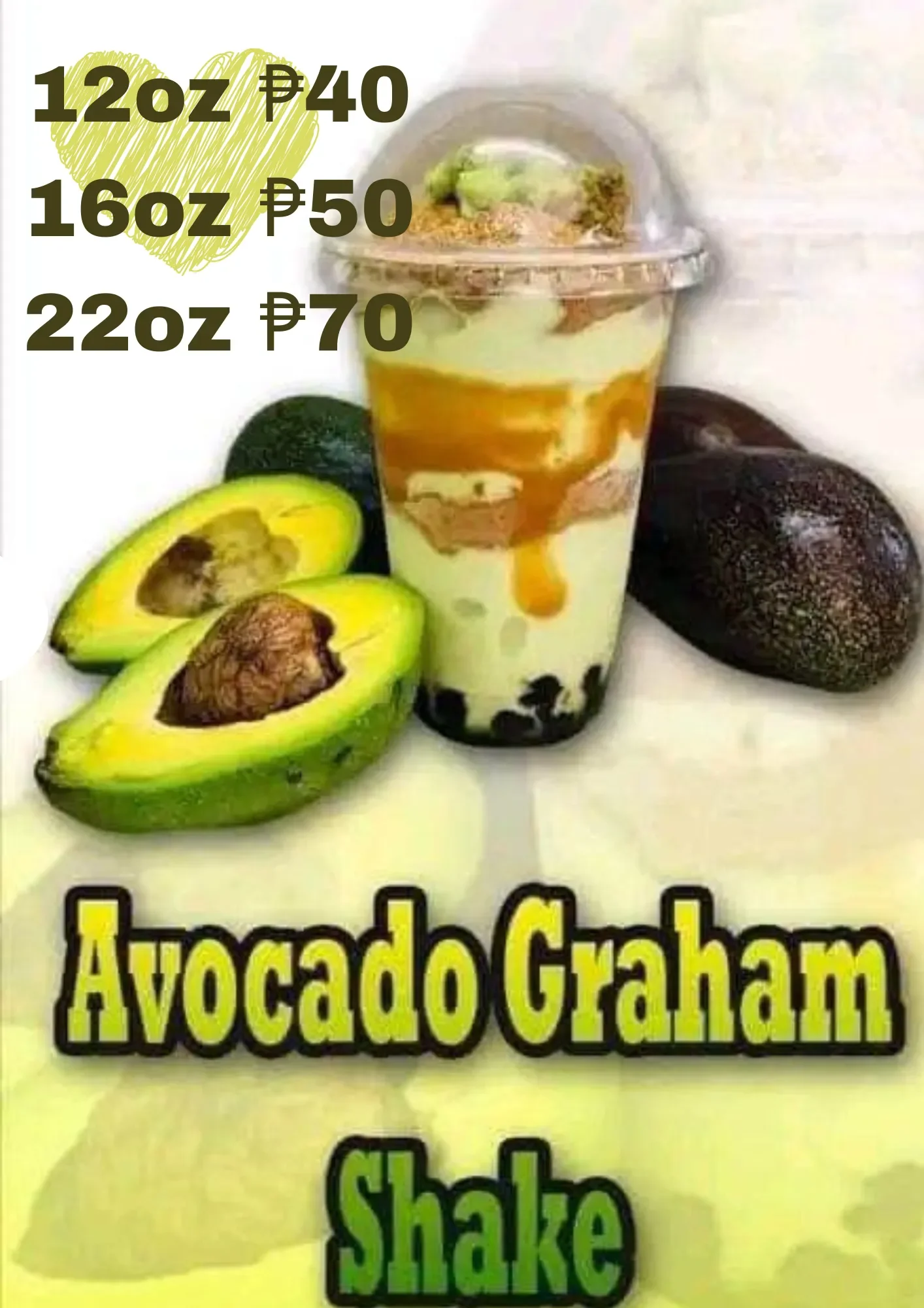 avocado graham shake laminated A4 Size signages waterproof | Lazada PH