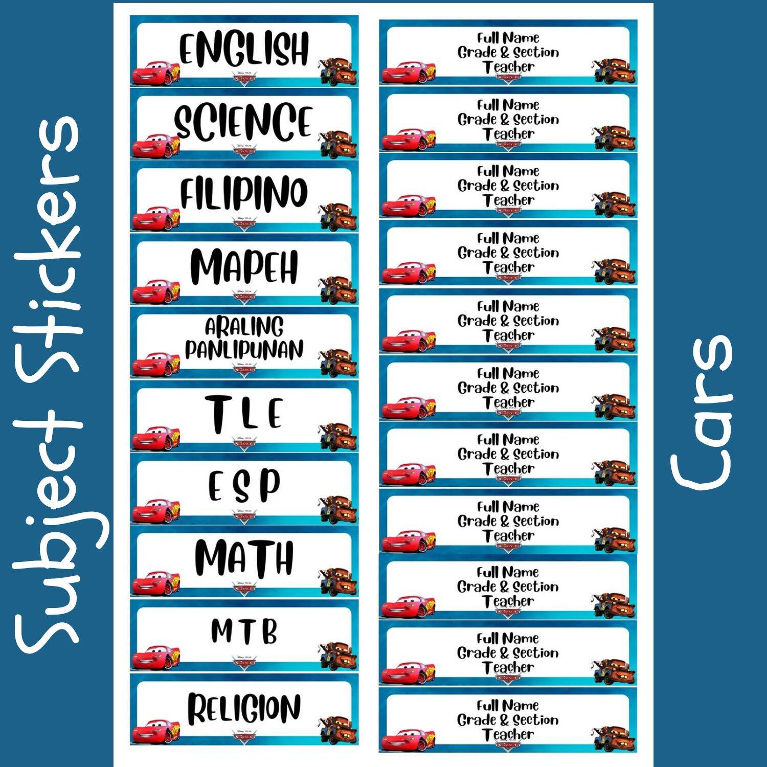 Subject Stickers Customized Name Grade Section Teacher | Lazada PH