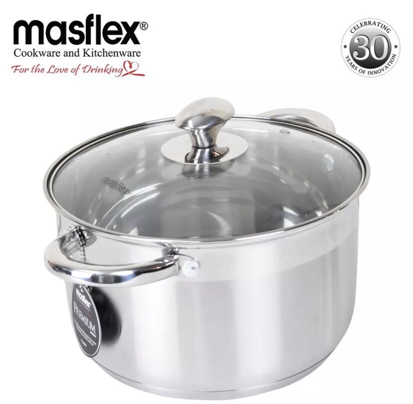 Masflex Premium Stainless Steel Casserole Pots With Glass Lid | Lazada PH