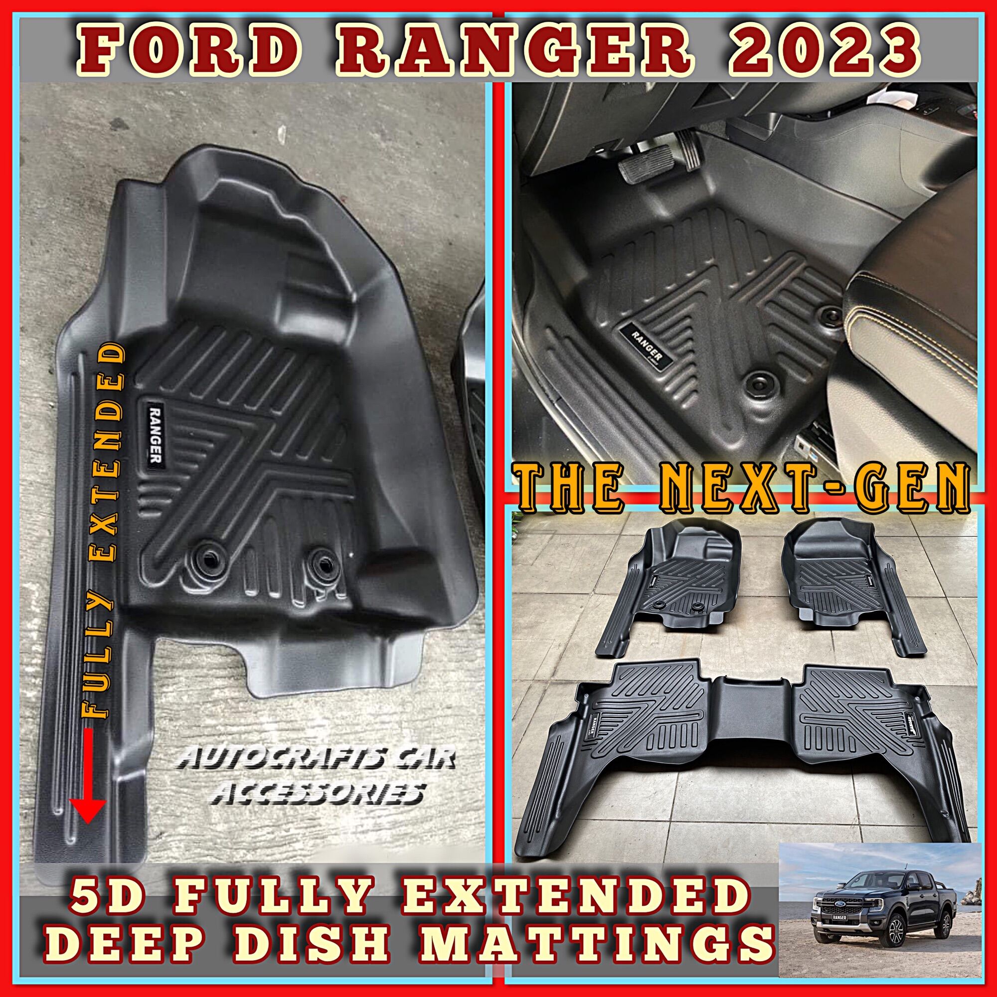 FORD RANGER 2023 EXTENDED DEEP DISH MATTING (NEW GENERATION FORD RANGER ...