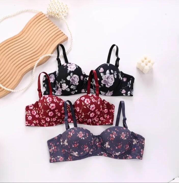 Seamless Cotton Bra with Wire padded Floral printed Cup B/C | Lazada PH