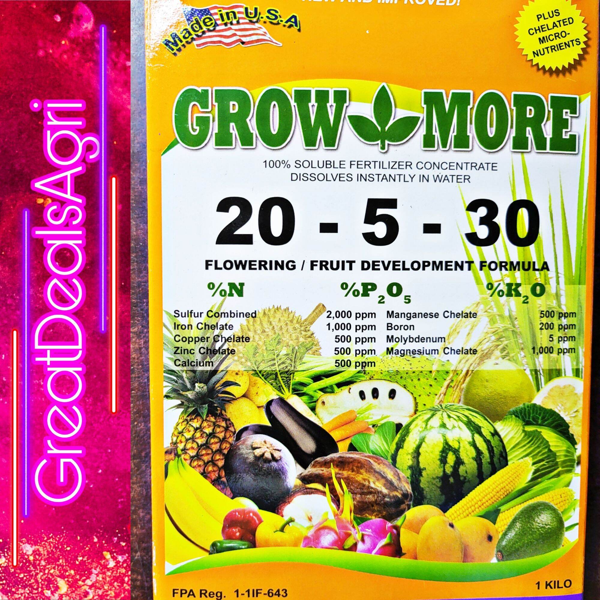 GROW MORE FERTILIZER 20-5-30 FLOWERING/FRUIT DEVELOPMENT FORMULA (1 ...