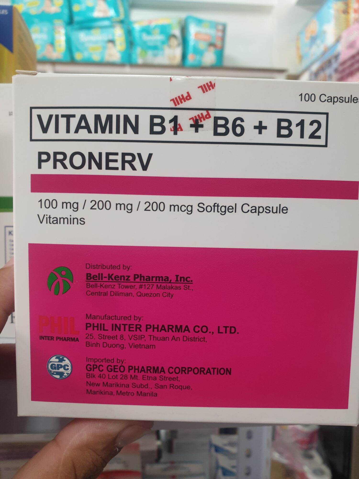 Pronerv Vitamin B1b6b12 100mg200mg200mcg Sofgel Capsule Supplement 8056