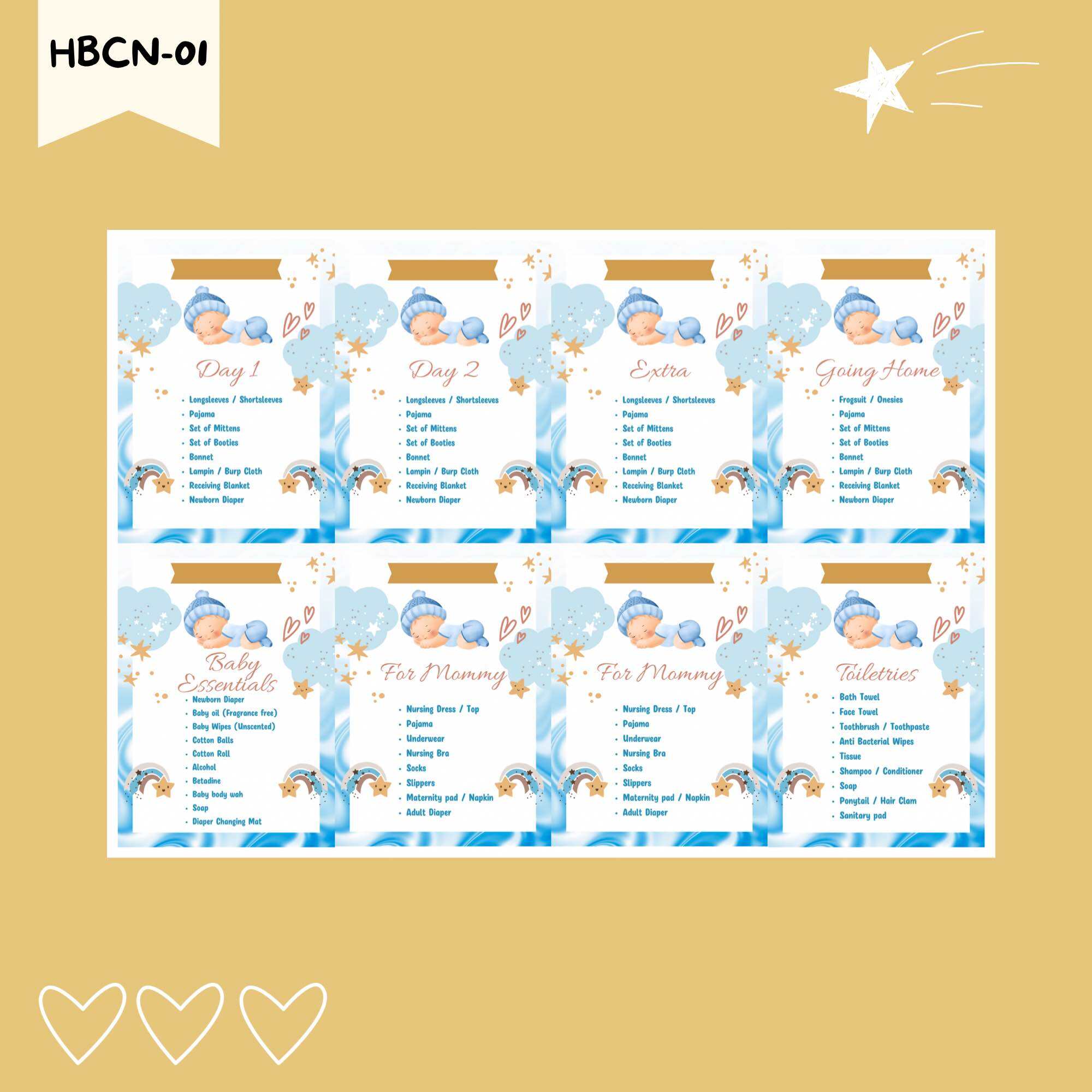 Hospital Bag Checklist Sticker set (8pcs) | Ziplock Baby & Mommy ...