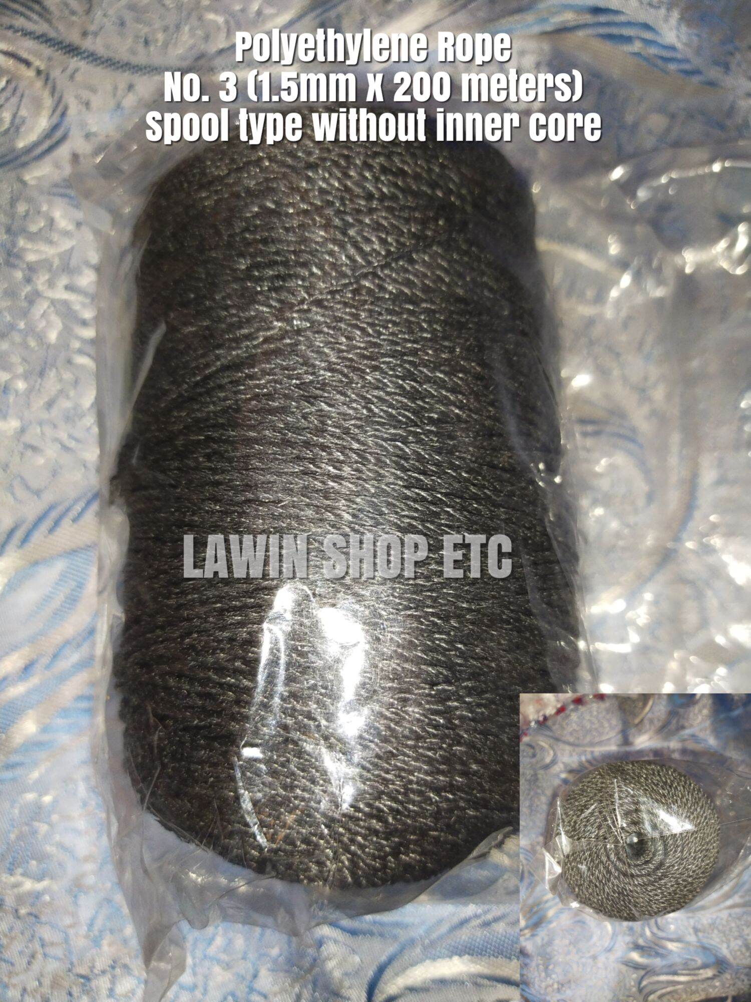 PE NYLON Rope No. 3 (1.5mm x 200 meters) Black / ORANGE Polyethylene Rope / Tali / Pisi / Cord ...